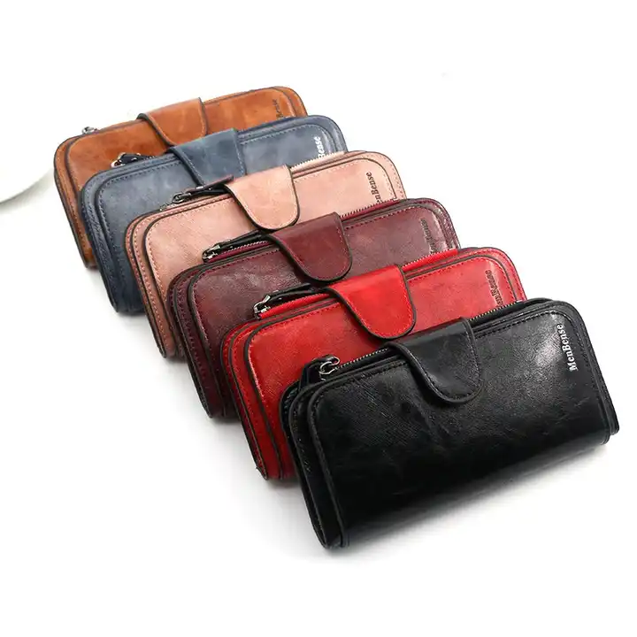 Menbense Minimalistic Vintage Oilwax Pu Leather Ladies long Wallet ...